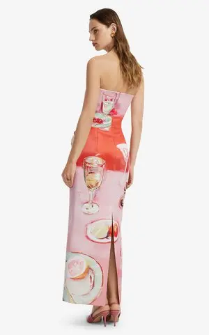 LEO LIN Rayna Embroidered Bustier Maxi Dress