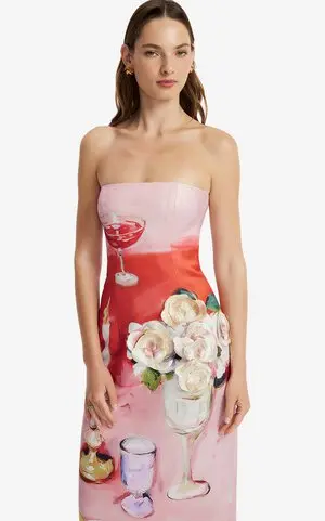 LEO LIN Rayna Embroidered Bustier Maxi Dress