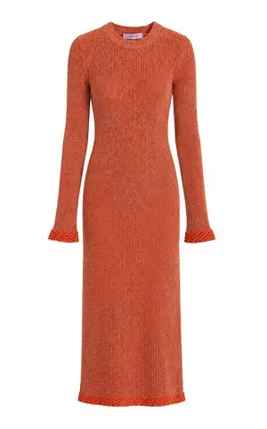 MARGHERITA MACCAPANI Sara Cotton-blend Midi Dress - Orange