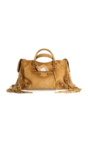 Balenciaga Le City Small Fringed Suede Bag