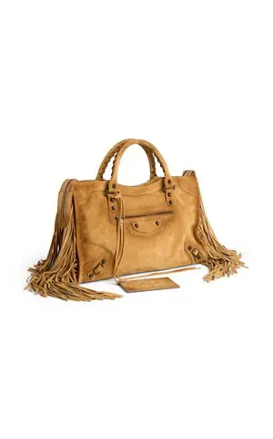 Balenciaga Le City Small Fringed Suede Bag