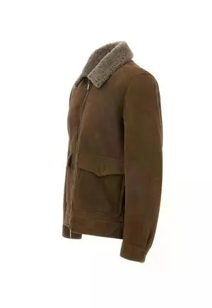 VOLFAGLI FIRENZE Brunelleschi Shearling-collar Suede Jacket