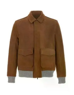 VOLFAGLI FIRENZE David Buccio Suede Bomber Jacket - Brown