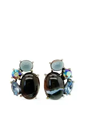 JENNIFER GIBSON JEWELLERY Schiaparelli Blue Cabochon Crystal Earrings - Grey