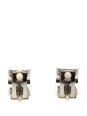 Hermès Enamel And Silver-tone Metal Sea Cloisonné Dolphin Clip-on Earrings - Blue