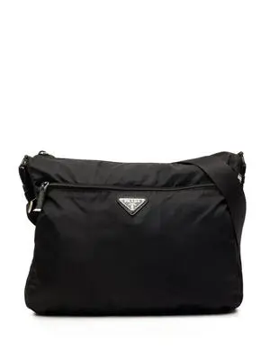 Prada Tessuto Zip Top Crossbody Bag - Black