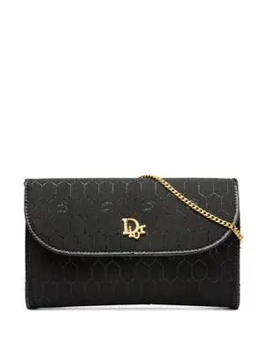 Dior 20th Century Honeycomb Canvas Chain Flap Crossbody Bag - Black
