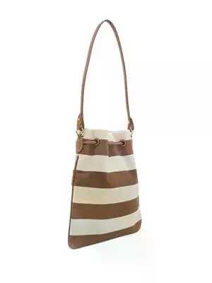 Miu Miu Striped Canvas Logo Drawstring Handbag