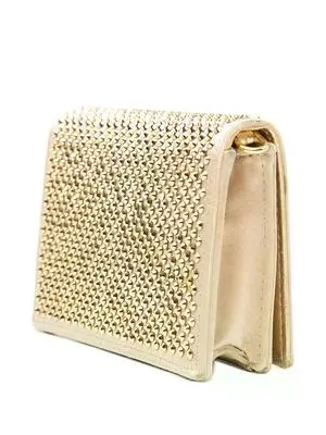 Prada Crystal Embellished Satin Card Holder With Chain Crossbody Bag