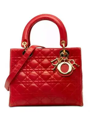 Dior Lambskin Cannage Lady Satchel - Red