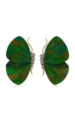 SILVIA FURMANOVICH Beetle Wing Marquetry Butterfly Earrings - Multi