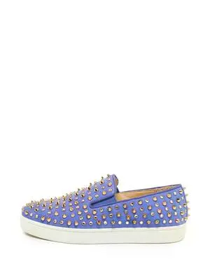 CHRISTIAN LOUBOUTIN Roller Boat Embellished Sneakers - Blue