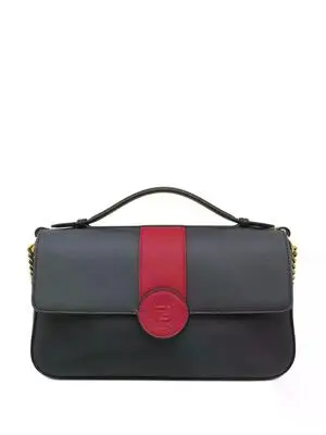 Fendi Bicolor Leather Double F Baguette Satchel - Blue