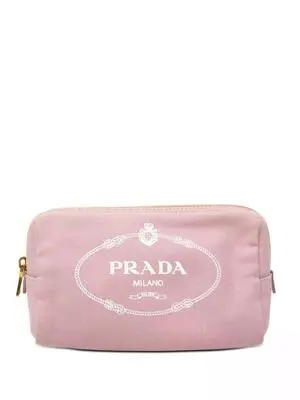 Prada 2013-2026 Canvas Canapa Logo Pouch - Pink