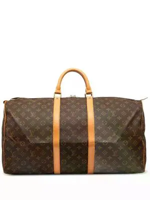 LOUIS VUITTON Monogram Keepall 55 Travel Bag - Brown
