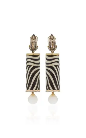 SILVIA FURMANOVICH 18k Yellow Gold Zebra Marquetry Earrings - Multi