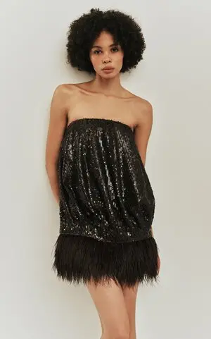 Aje Elysian Sequin Mini Dress - Brown