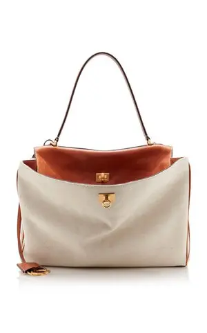 Balenciaga Balenciaga Rodeo Canvas And Leather Top Handle Bag Neutral