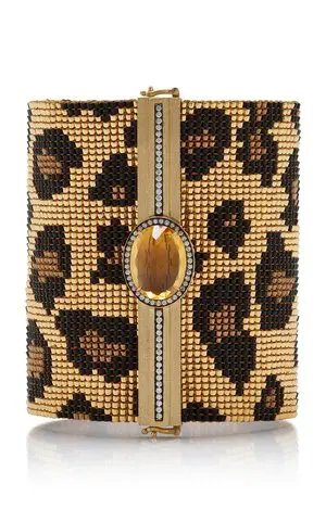 SILVIA FURMANOVICH 18k Yellow Gold Leopard Woven Bead Bracelet - Multi