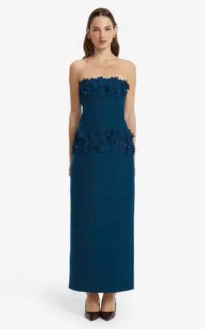 LEO LIN Rayna Applique Bustier Maxi Dress Teal