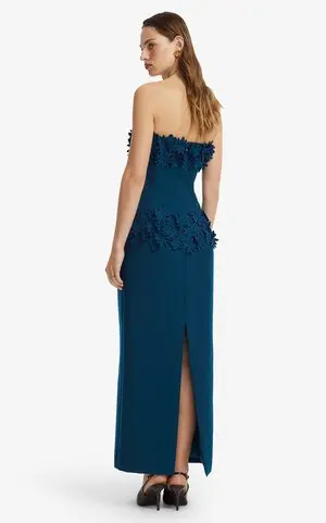 LEO LIN Rayna Applique Bustier Maxi Dress Teal