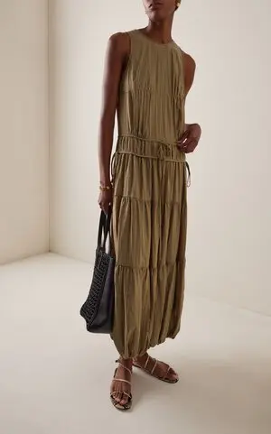 Co Wrinkled Nylon Pleated Maxi Dress