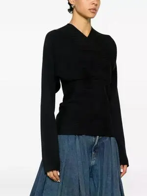 Paloma Wool Ribbed Knit V-neck Long Sleeve Sweater