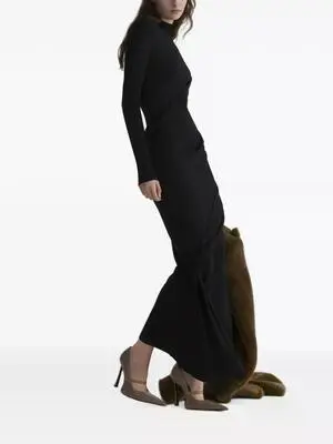 MUGLER Draped Turtleneck Midi Dress