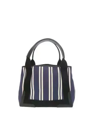 Balenciaga Canvas Striped Navy Cabas S Tote Bag - Blue