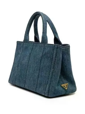 Prada Canapa Logo Satchel - Blue