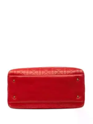Dior Medium Lambskin Cannage Lady Satchel - Red