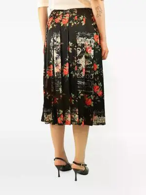 Simone Rocha Floral-print Pleated Midi Skirt