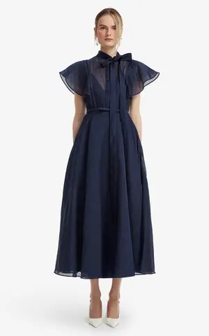 LEO LIN Elsie Flutter Sleeve Midi Dress