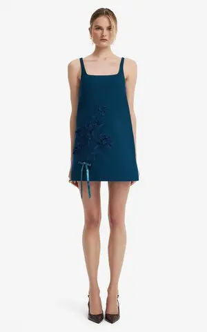 LEO LIN Mila Applique Mini Dress Teal