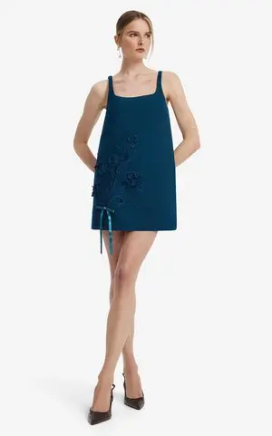 LEO LIN Mila Applique Mini Dress Teal