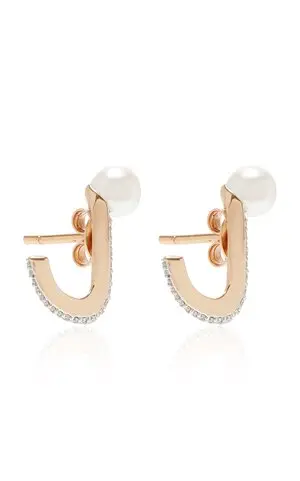 MARIE MAS 18k Rose Gold Pearl And Diamond Earrings