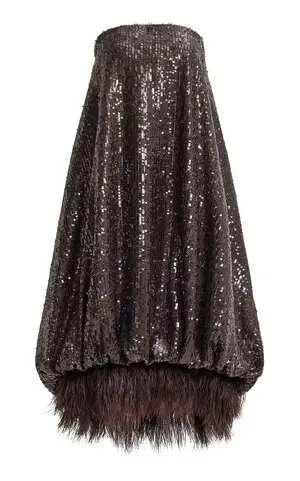 Aje Elysian Sequin Midi Dress - Brown