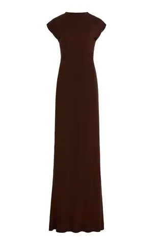 AMIYA Ala Cap Sleeve Maxi Dress - Brown
