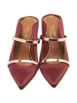 MALONE SOULIERS Maureen Metallic Strapped Stiletto Mules - Red
