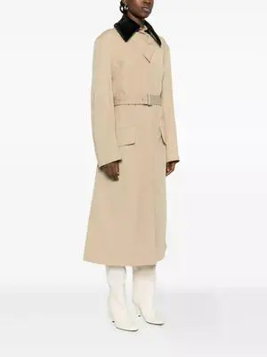 Nanushka Belted Faux Fur Collar Coat