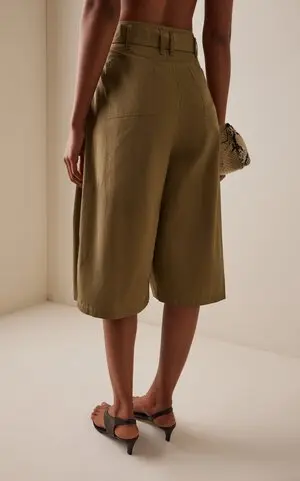 Co Cotton Sateen Pleated Culotte Pants