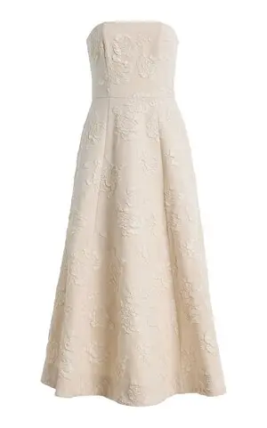 ROTATE BY BIRGER CHRISTENSEN Jacquard Strapless A-line Dress - Ivory