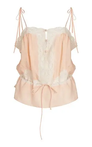 Chloé Lace-trimmed Silk Tank Top - Pink