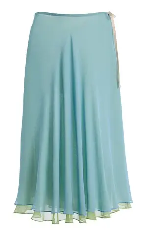 TAE PARK Ruffled Chiffon Midi Skirt - Blue