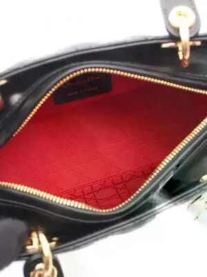 Dior Lambskin Cannage Lady Satchel - Black
