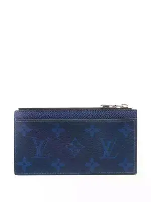LOUIS VUITTON 2021-2026 Monogram Taigarama Coin Card Holder - Blue