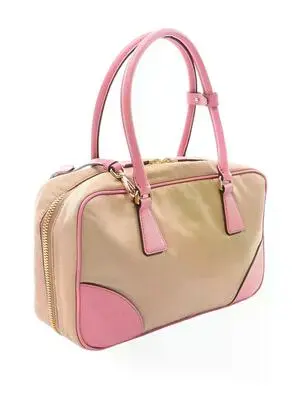 Prada Saffiano Trimmed Re-nylon Re-edition 1978 Satchel Handbag - Neutrals
