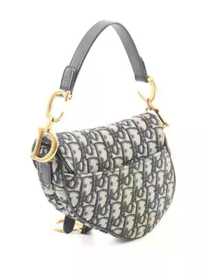 Dior Mini Oblique Canvas Saddle Bag Satchel - Blue