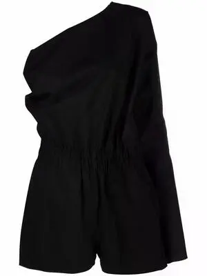 Rick Owens Asymmetric One-shoulder Playsuit - Black