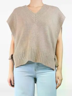 Zadig&Voltaire Beige Cashmere V-neck Knitted Vest